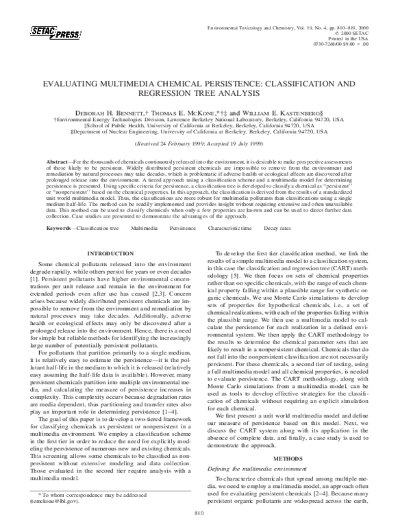 (PDF) Evaluating multimedia chemical persistence: Classification and regression tree analysis