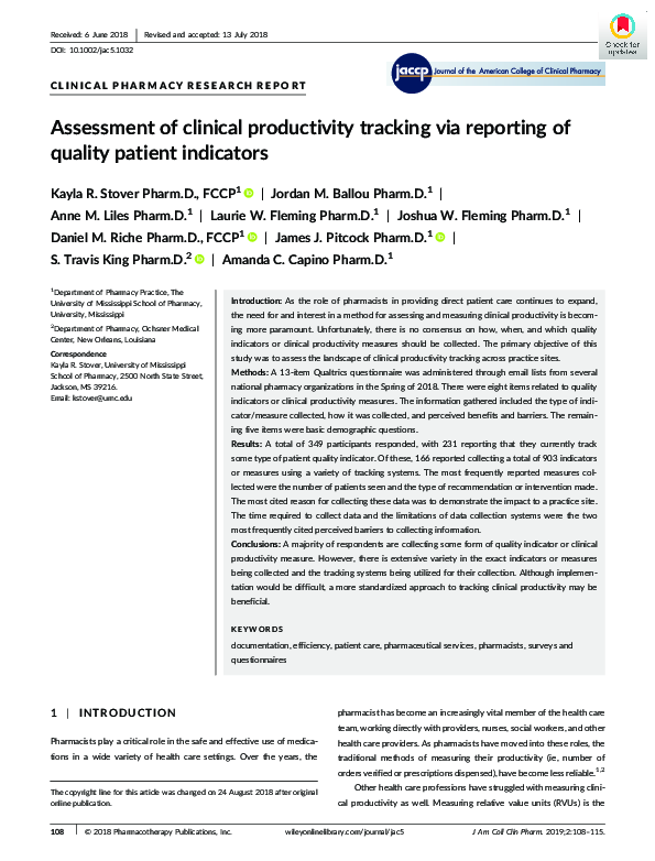 (PDF) Assessment of clinical productivity tracking via reporting of ...