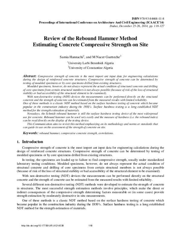 (PDF) Review of the Rebound Hammer Method Estimating Concrete ...