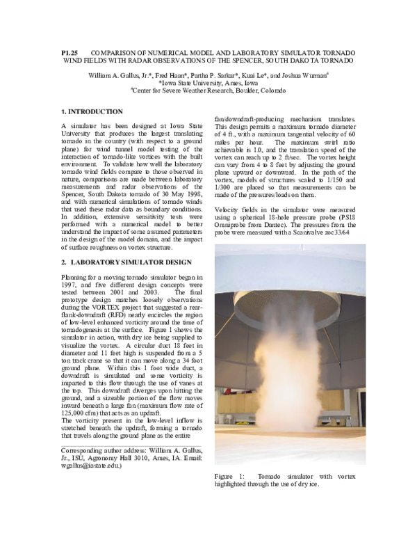 (PDF) Comparison of Numerical Model and Laboratory Simulator Tornado ...