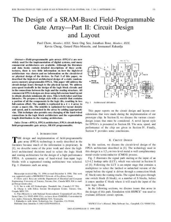 Pdf The Design Of A Sram Based Field Programmable Gate Array Part Ii Circuit Design And Layout