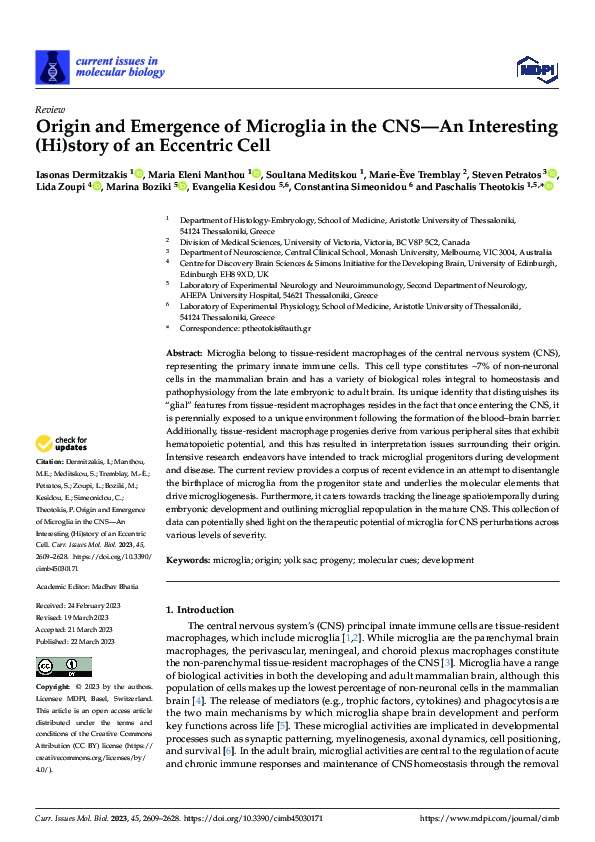 (PDF) Origin and Emergence of Microglia in the CNS—An Interesting (Hi ...