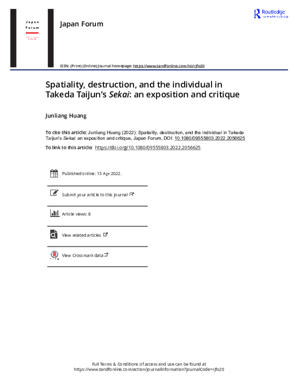 (PDF) Spatiality destruction and the individual in Takeda Taijun's ...