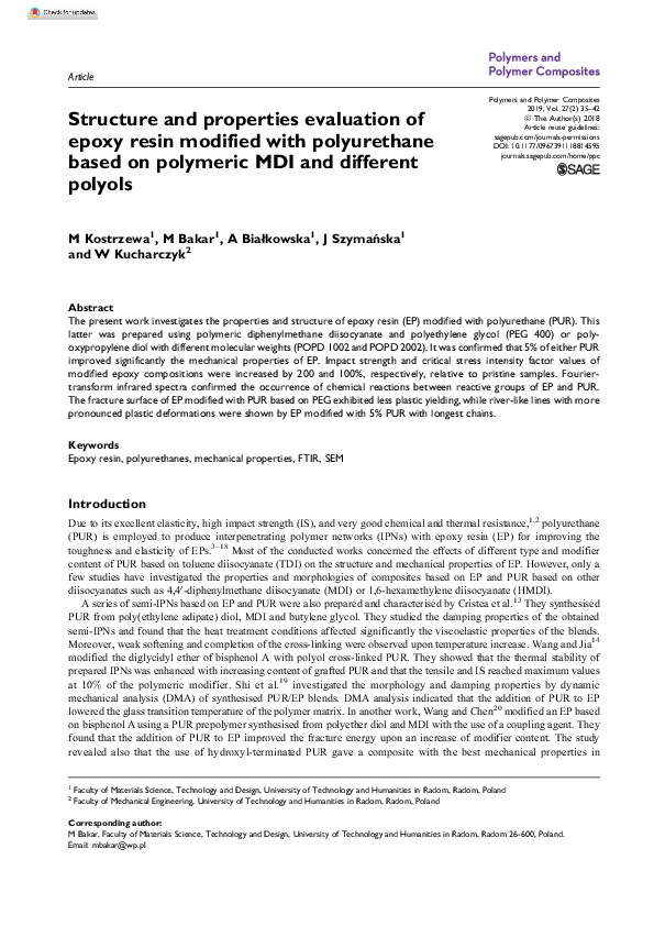 (PDF) Structure and properties evaluation of epoxy resin modified with ...