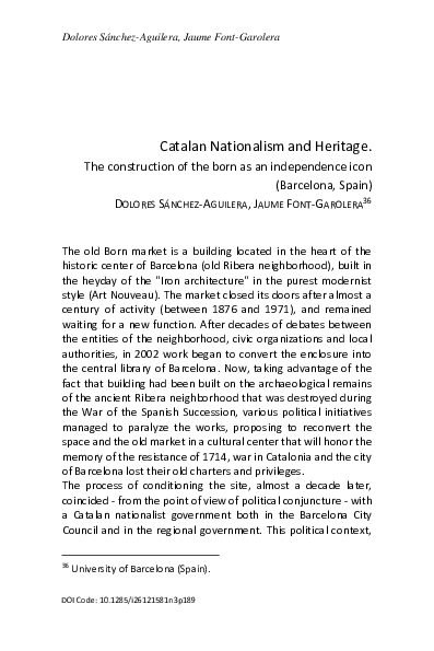 (PDF) Catalan nationalism and heritage. The construction of the born as ...
