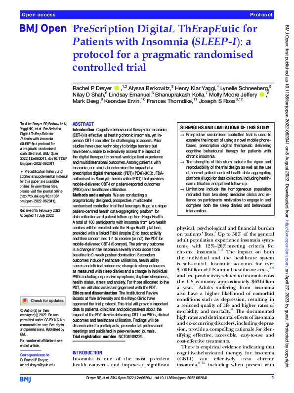 (PDF) PreScription DigitaL ThErapEutic for Patients with Insomnia ...