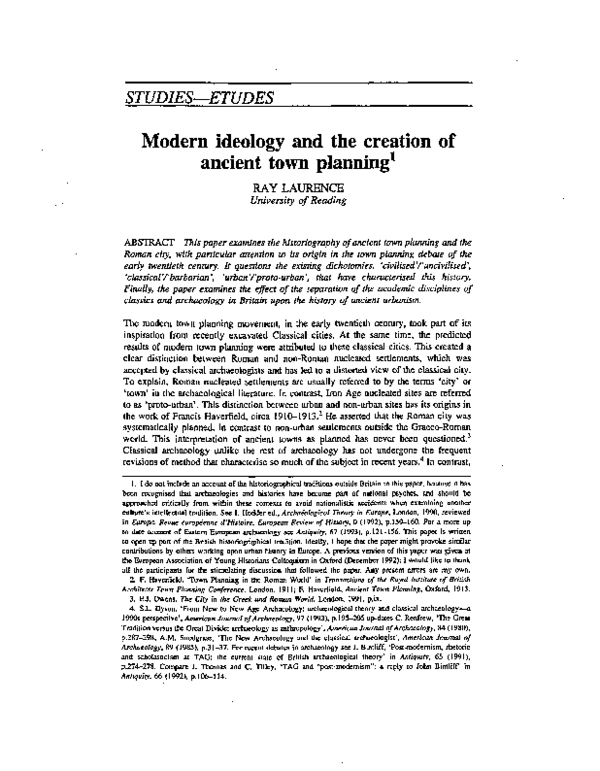 (PDF) Modern ideology and the creation of ancient town planning