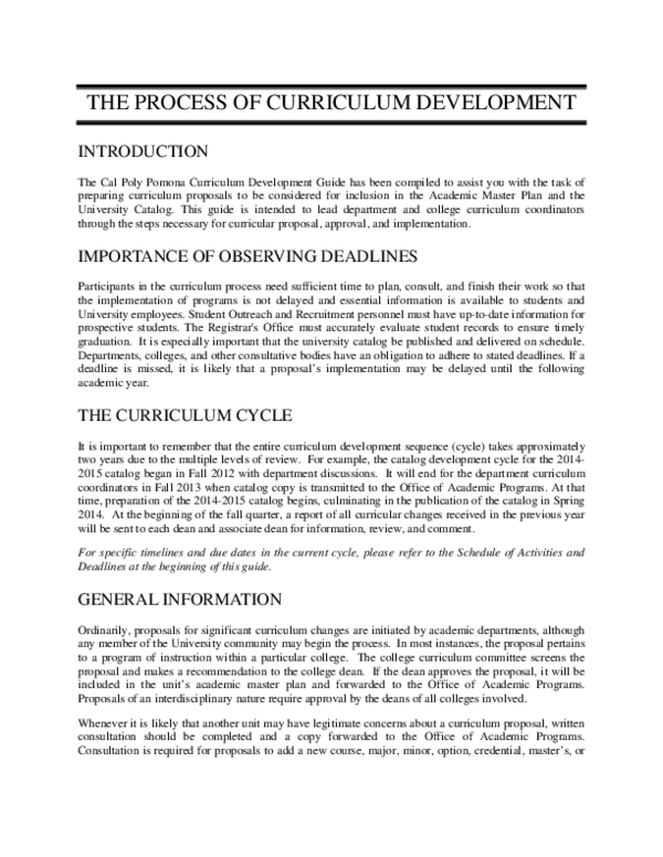 (PDF) A process for curriculum development