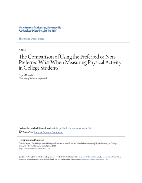 (PDF) The Comparison of Using the Preferred or Non-Preferred Wrist When ...