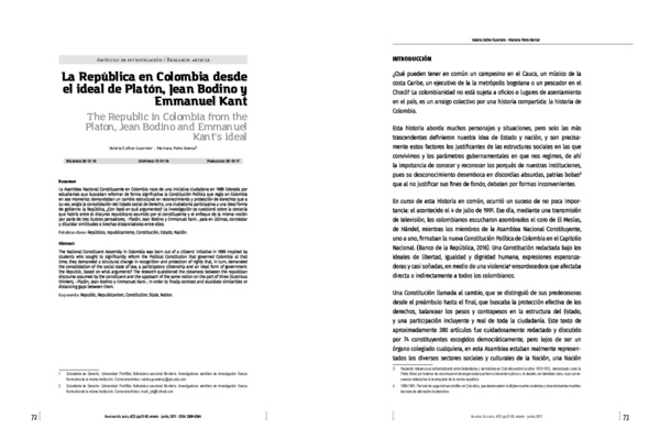 (PDF) La República en Colombia desde el ideal de Platón, Jean Bodino y ...