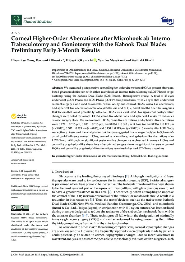 (PDF) Corneal Higher-Order Aberrations after Microhook ab Interno Trabeculotomy and Goniotomy ...