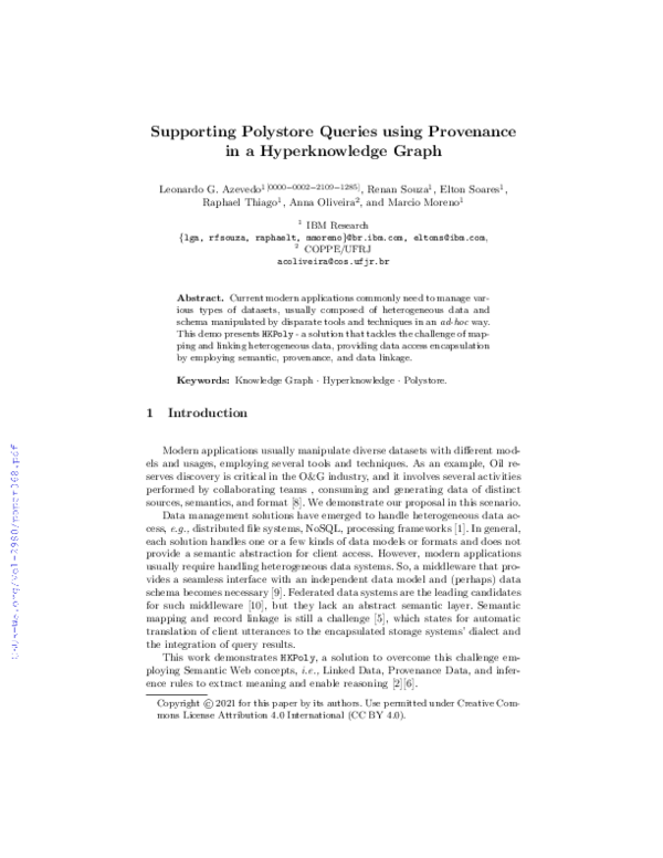 (PDF) Supporting Polystore Queries using Provenance in a Hyperknowledge Graph