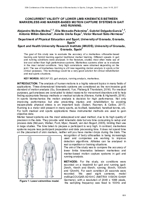 Pdf Concurrent Validity Of Lower Limb Kinematics Between Markerless And Marker Based Motion