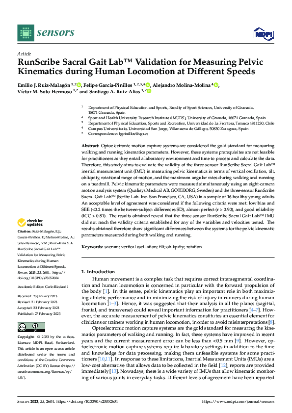 (PDF) RunScribe Sacral Gait Lab™ Validation for Measuring Pelvic ...