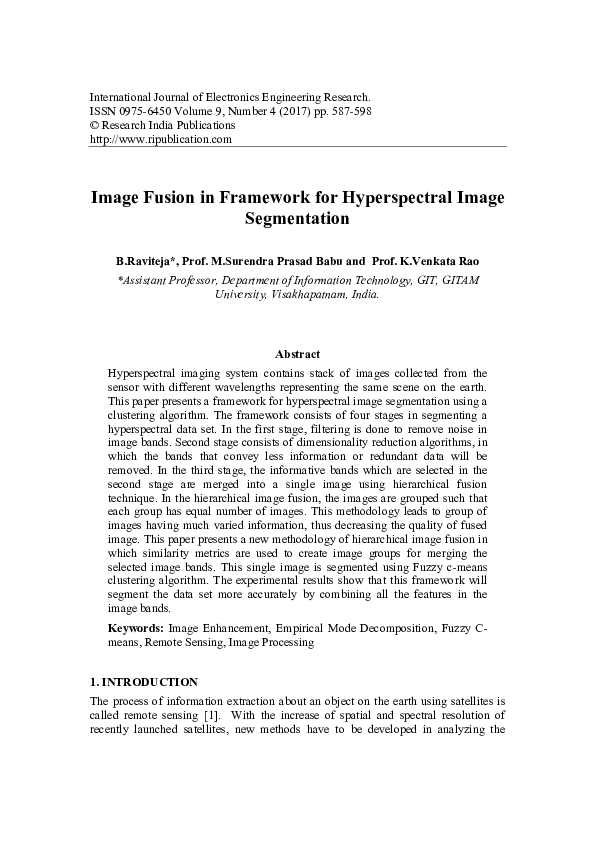 (PDF) A New Methodology of Hierarchical Image Fusion in Framework for Hyperspectral Image ...