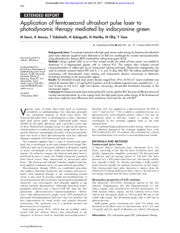 (PDF) Application of femtosecond ultrashort pulse laser to photodynamic ...