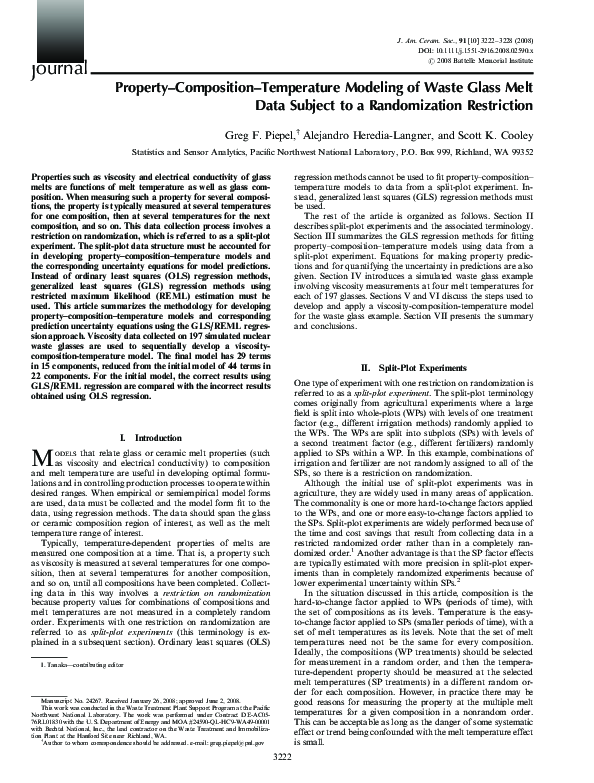 (PDF) Property-Composition-Temperature Modeling of Waste Glass Melt ...