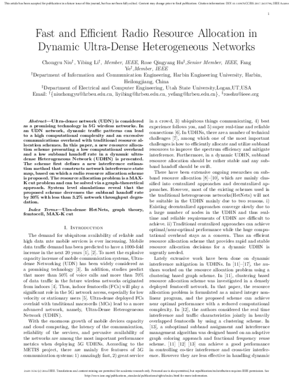 (PDF) Fast and Efficient Radio Resource Allocation in Dynamic Ultra-Dense Heterogeneous Networks