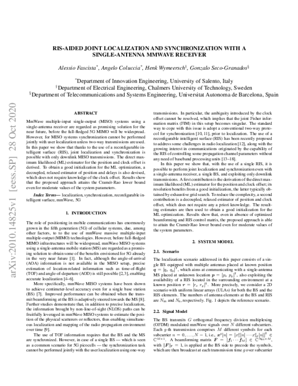 Pdf Ris Aided Joint Localization And Synchronization With A Single