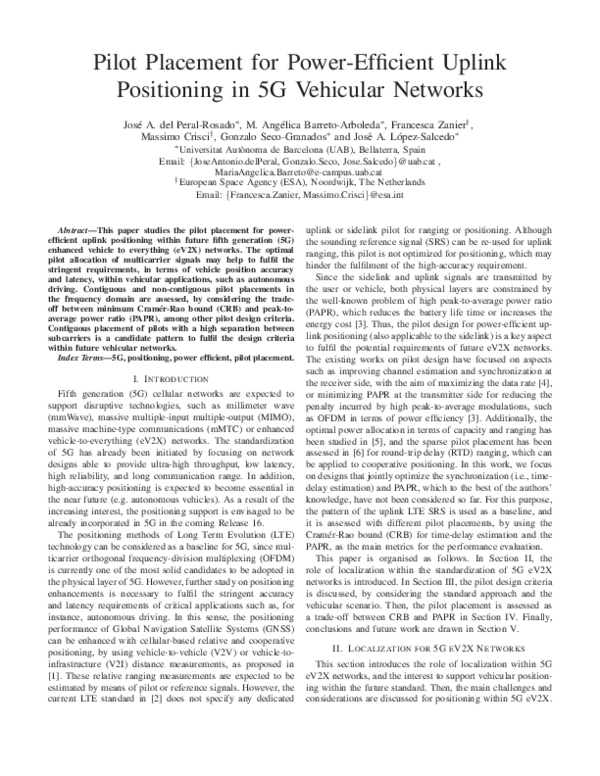 (PDF) Pilot placement for power-efficient uplink positioning in 5G vehicular networks