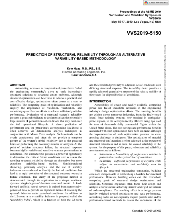 (PDF) Prediction of Structural Reliability Through an Alternative Variability-Based Methodology