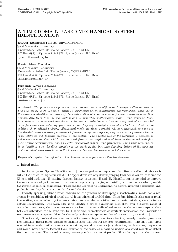 (PDF) A time domain based mechanical system identification