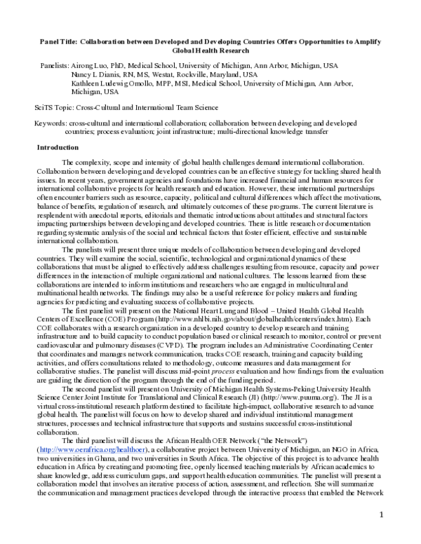 (PDF) Collaboration between Developed and Developing Countries Offers ...