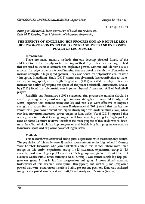 (PDF) The Effects of Single Leg Hop Progression and Double Legs Hop ...