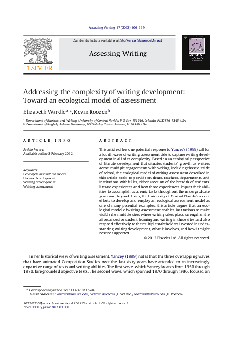 (PDF) Addressing the complexity of writing development: Toward an ...
