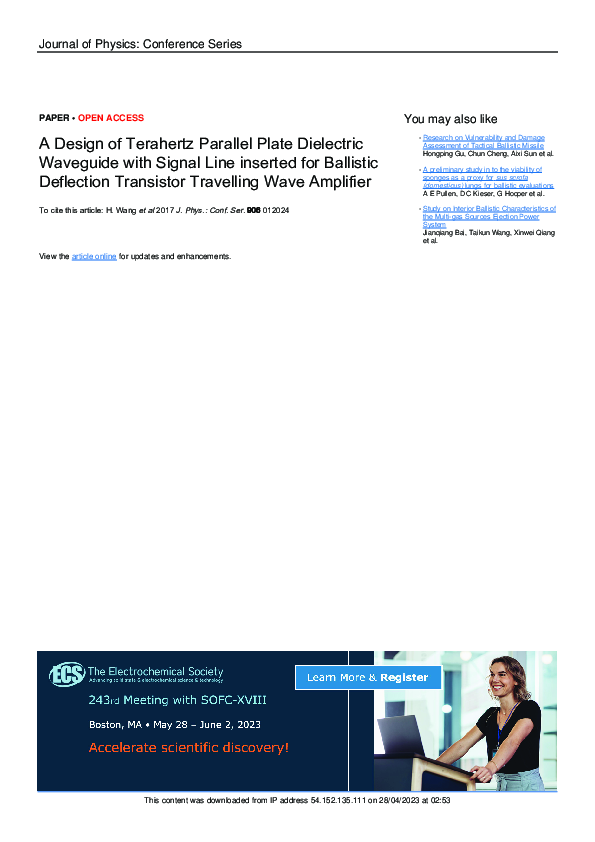 (PDF) A Design of Terahertz Parallel Plate Dielectric Waveguide with ...