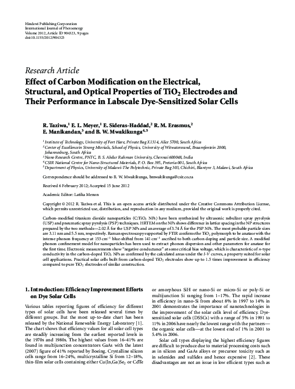 (PDF) Effect of Carbon Modification on the Electrical, Structural, and ...