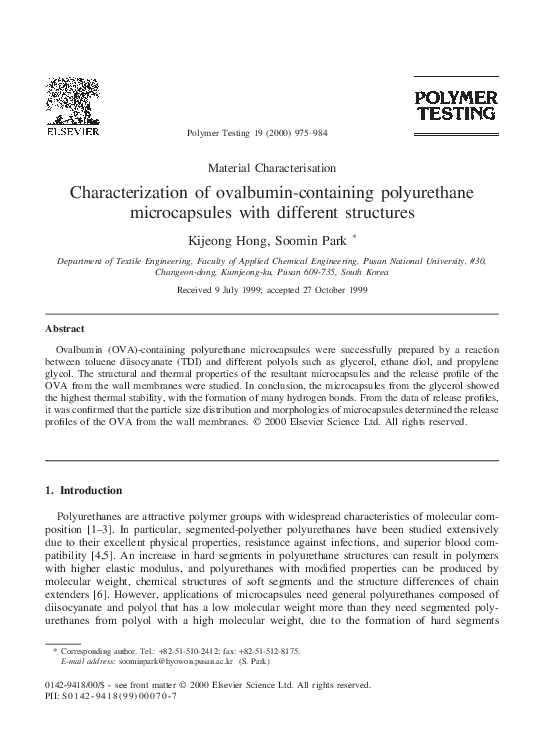 (PDF) Characterization of ovalbumin-containing polyurethane ...