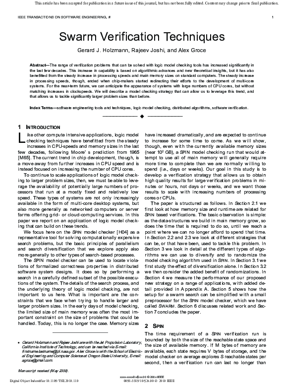(PDF) Swarm Verification Techniques