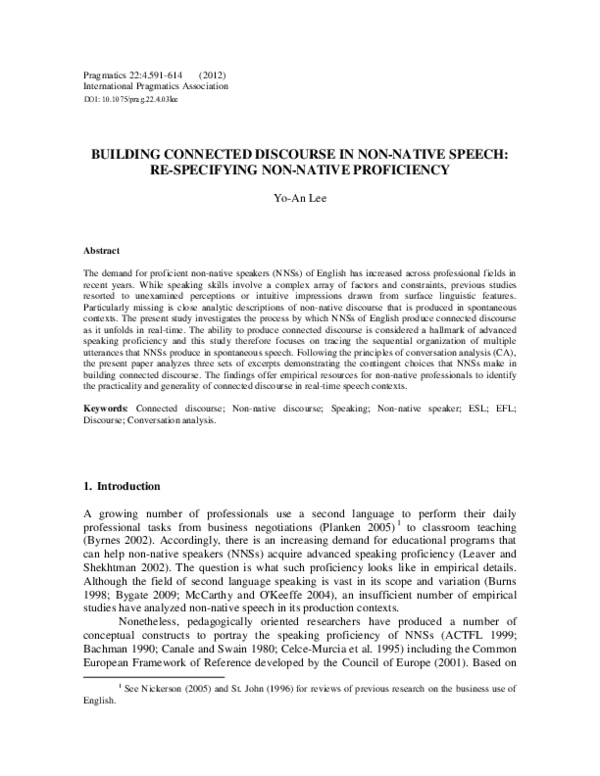 (PDF) Building connected discourse in non-native speech