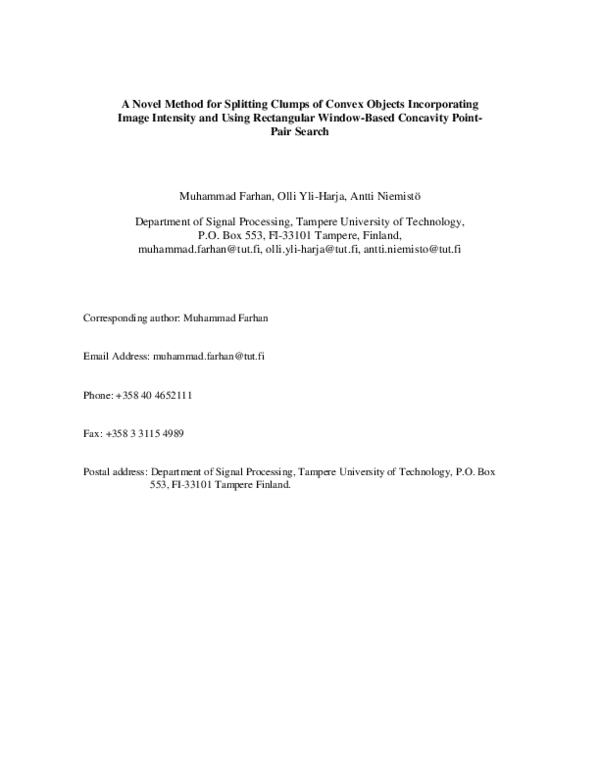 Pdf A Novel Method For Splitting Clumps Of Convex Objects Incorporating Image Intensity And