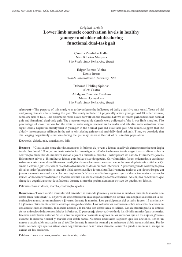 (PDF) Lower limb muscle coactivation levels in healthy younger and ...