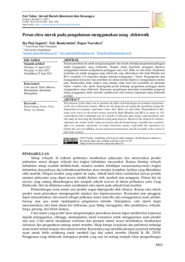 (PDF) Peran citra merek pada pengalaman menggunakan uang elektronik ...