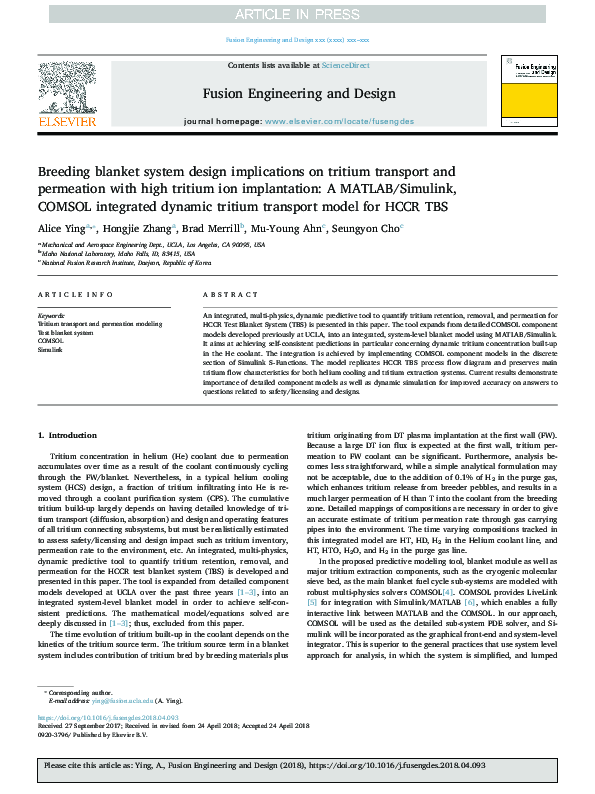 Pdf Breeding Blanket System Design Implications On Tritium Transport And Permeation With High