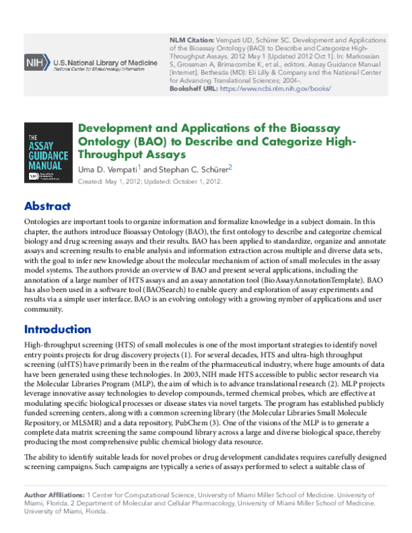 (PDF) Development and Applications of the Bioassay Ontology (BAO) to ...