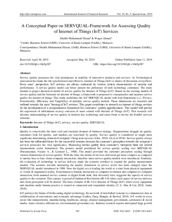 (PDF) A Conceptual Paper on SERVQUAL-Framework for Assessing Quality of ...