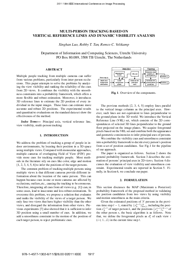 Pdf Multi Person Tracking Based On Vertical Reference Lines And Dynamic Visibility Analysis