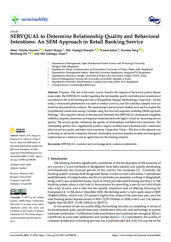 (PDF) SERVQUAL to Determine Relationship Quality and Behavioral ...