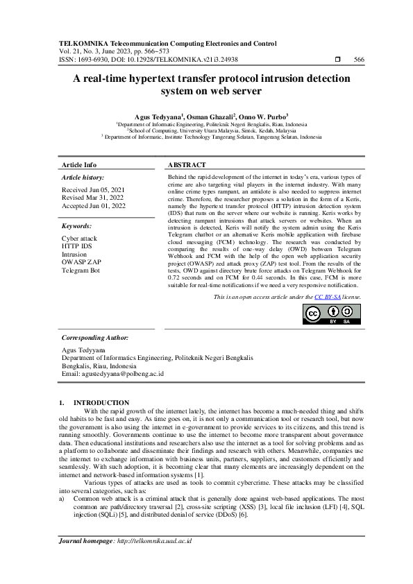 Pdf A Real Time Hypertext Transfer Protocol Intrusion Detection System On Web Server 