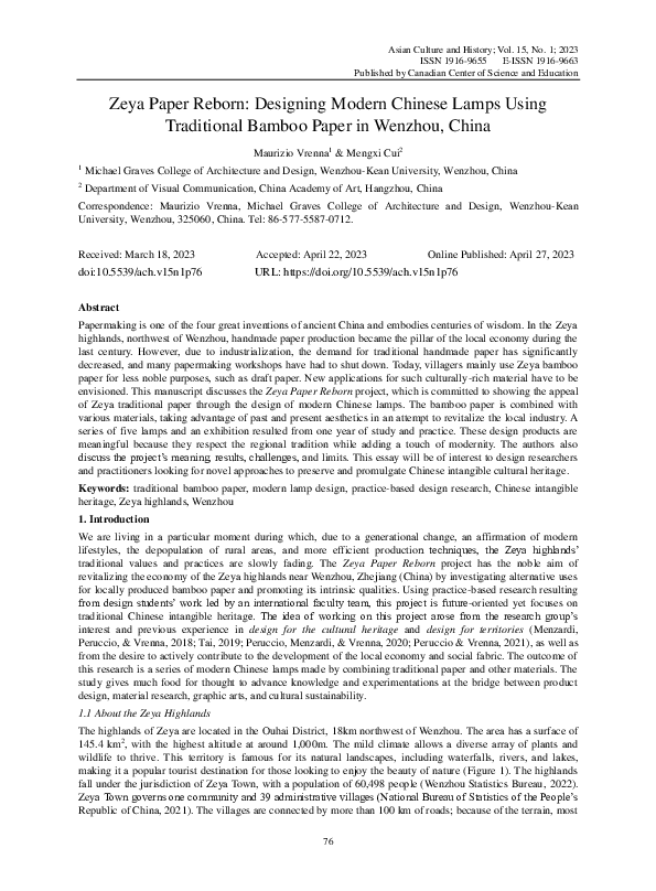 (PDF) Zeya Paper Reborn: Designing Modern Chinese Lamps Using ...