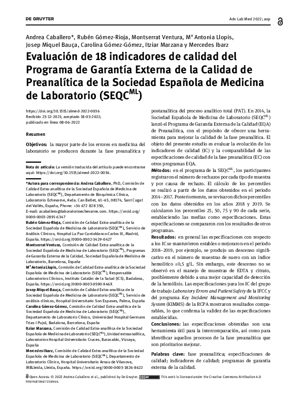 (PDF) Evaluación de 18 indicadores de calidad del Programa de Garantía Externa de la Calidad de ...