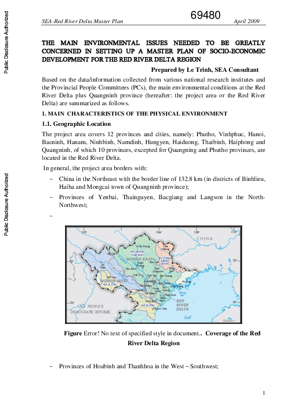 (PDF) Vietnam - Sea-Red river delta master plan