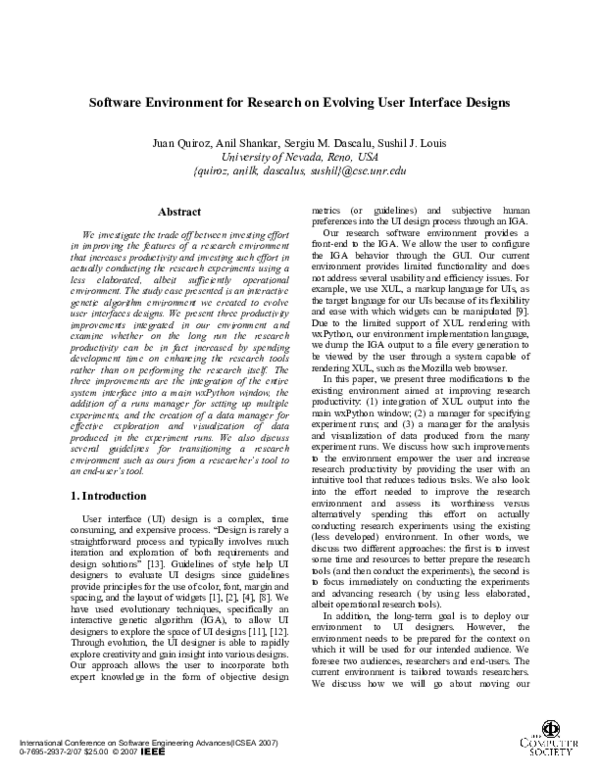 (PDF) Software Environment for Research on Evolving User Interface Designs | Juan Francisco ...