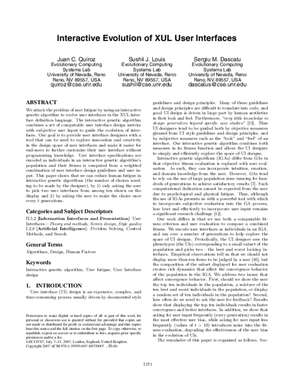 (PDF) Interactive evolution of XUL user interfaces