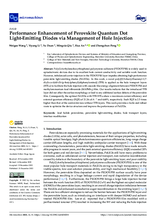 (PDF) Performance Enhancement of Perovskite Quantum Dot Light-Emitting ...