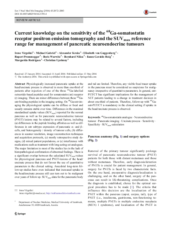 (PDF) Current knowledge on the sensitivity of the (68)Ga-somatostatin ...